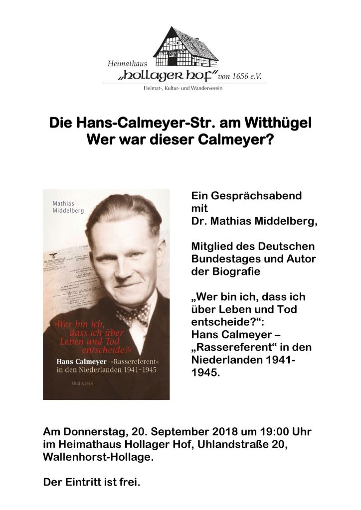 Die Hans Calmeyer Str. am Witthügel – Wer war dieser Calmeyer ...